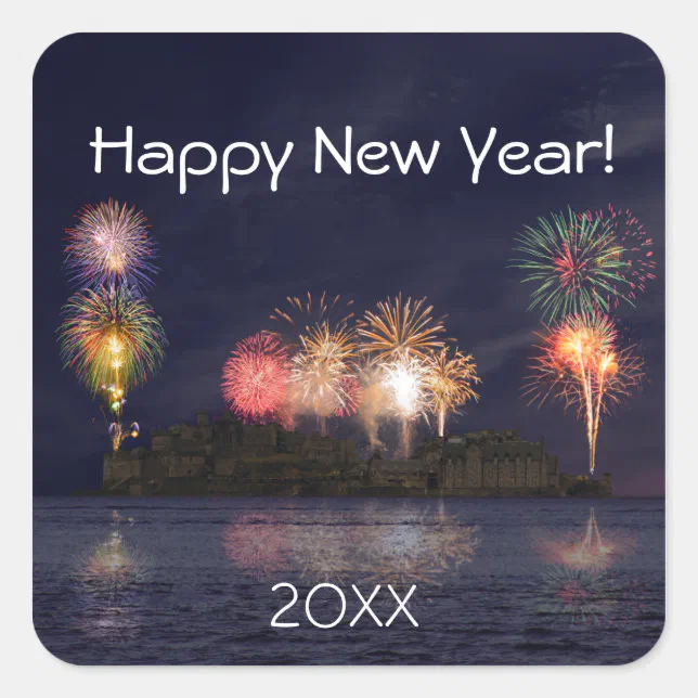 Happy New Year Square Sticker | Zazzle