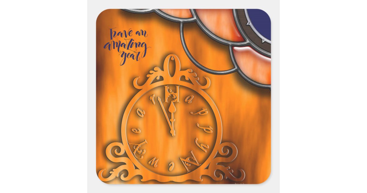 Happy New year Square Sticker | Zazzle