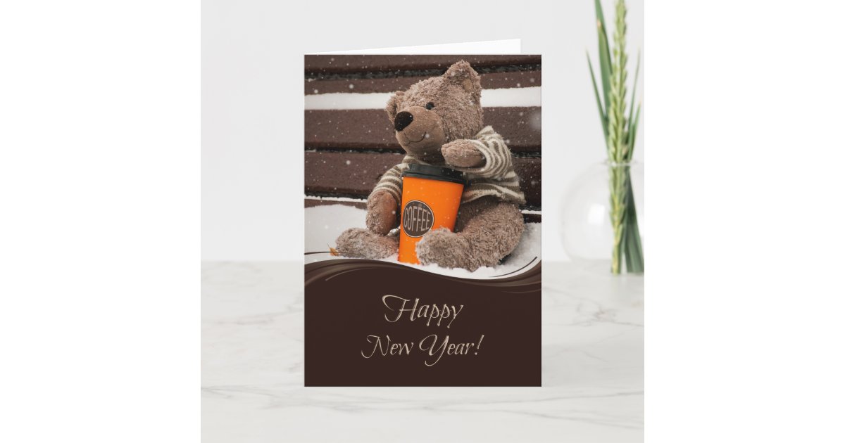 Happy New Year. Teddy Bear. Holiday Card | Zazzle