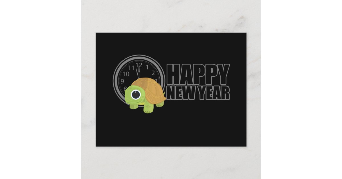 Happy New Year - Turtle Holiday Postcard | Zazzle