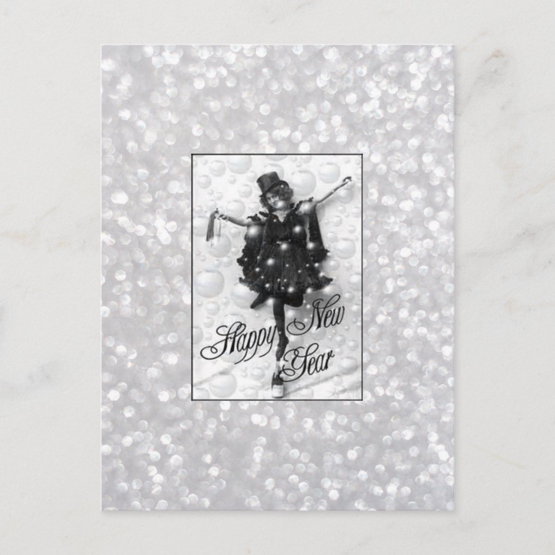 HAPPY NEW YEAR VINTAGE FLAPPER POSTCARD | Zazzle