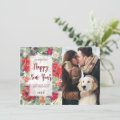 happy new year winter floral greenery photo card | Zazzle