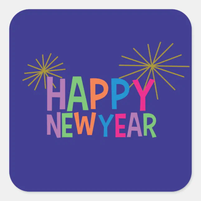 Happy New Year with Fireworks Sticker | Zazzle