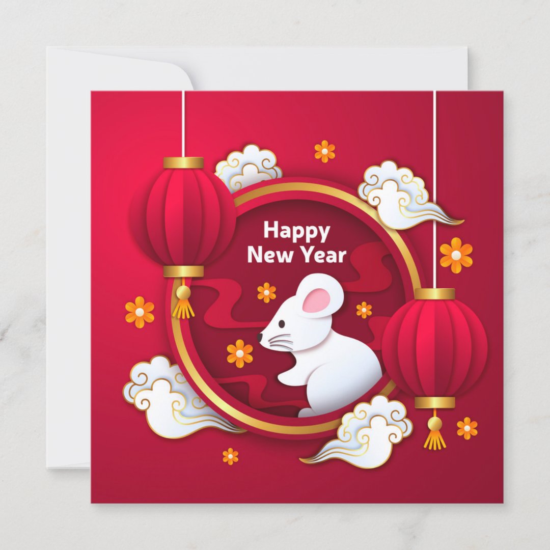 Happy New Year - Year of the Rat Invitation | Zazzle