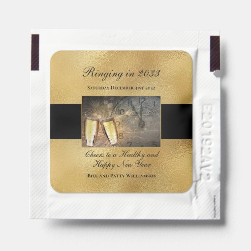 Happy New Year's Eve Cheers Festive Black Gold Hand Sanitizer Packet ...