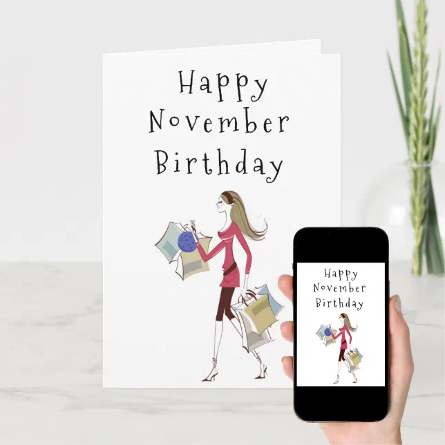HAPPY ***NOVEMBER*** BIRTHDAY FOR **HER** CARD | Zazzle