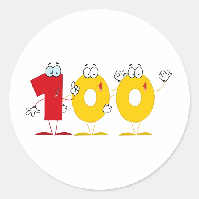 Happy Number 100 Classic Round Sticker | Zazzle
