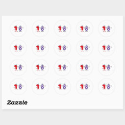 Happy Number 18 Classic Round Sticker | Zazzle