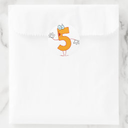 Happy Number 5 Classic Round Sticker | Zazzle
