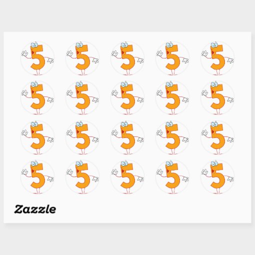 Happy Number 5 Classic Round Sticker | Zazzle
