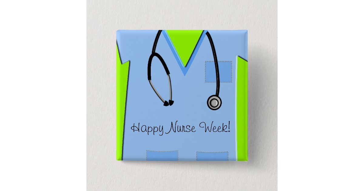 Happy Nurse Week Buttons Scrub Top | Zazzle