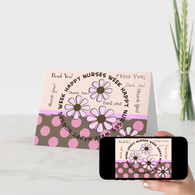 Happy Nurse Week Card Retro Flowers | Zazzle