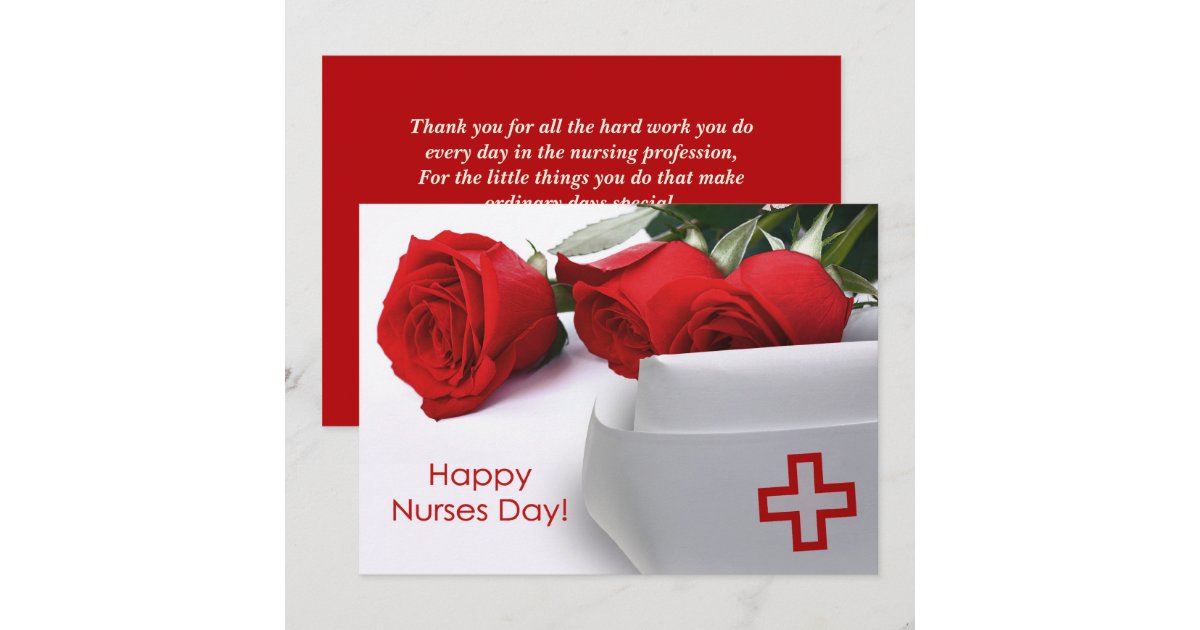 Happy Nurses Day. Red Roses Custom Flat Card | Zazzle
