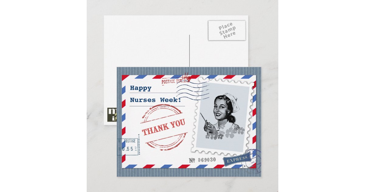 Happy Nurses Week. Retro Nurse Postcard | Zazzle