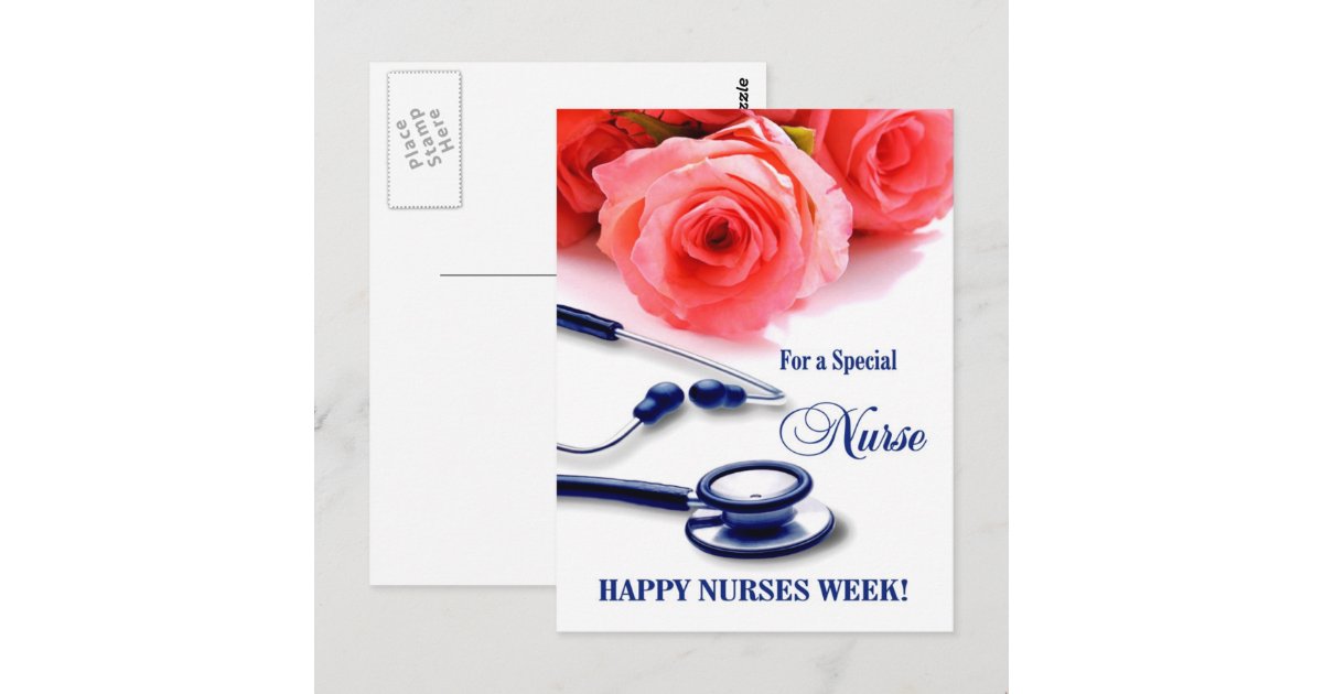 Happy Nurses Week. Roses and Stethoscope Postcard | Zazzle