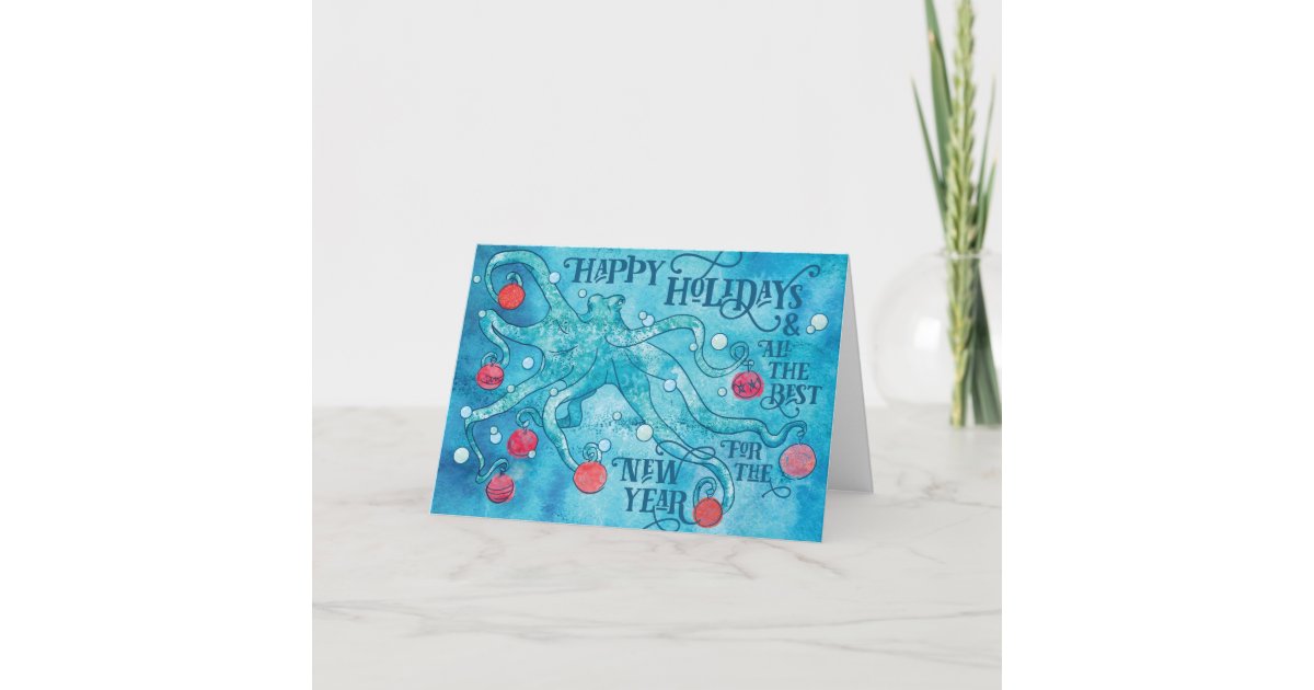 Happy Octopus Holiday Card | Zazzle