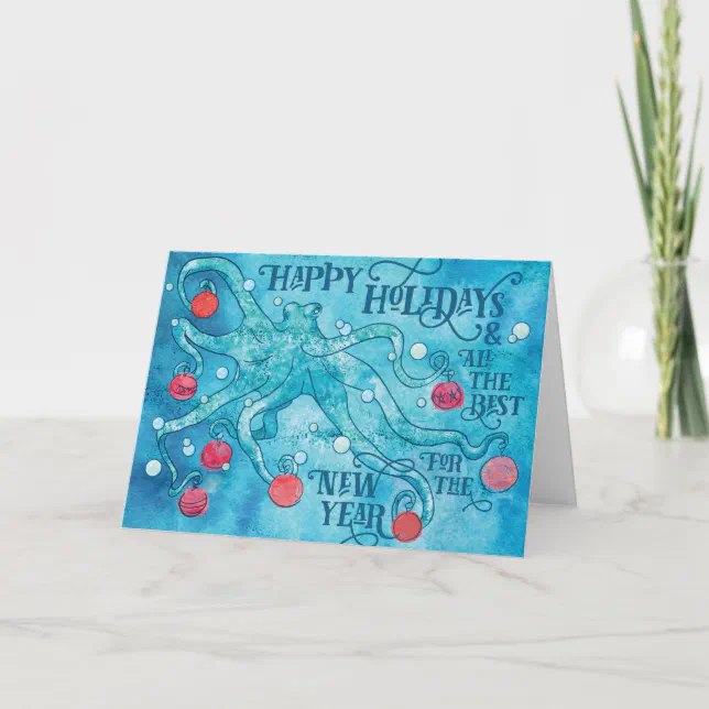 Happy Octopus Holiday Card | Zazzle
