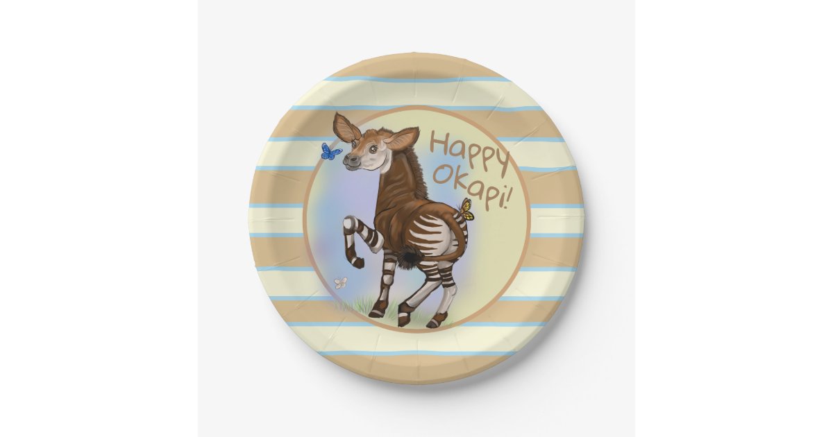 Happy Okapi! Paper Plates | Zazzle