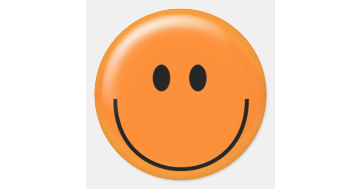 Happy orange face classic round sticker | Zazzle