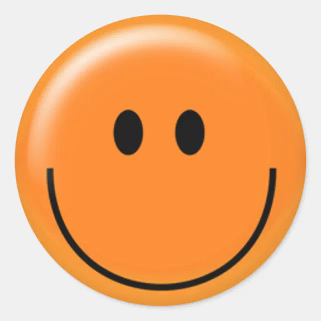 Happy orange face classic round sticker | Zazzle