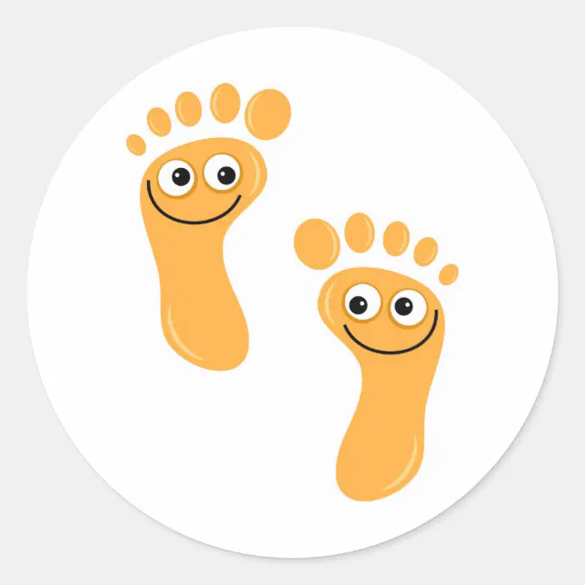 Happy Orange Feet Classic Round Sticker | Zazzle