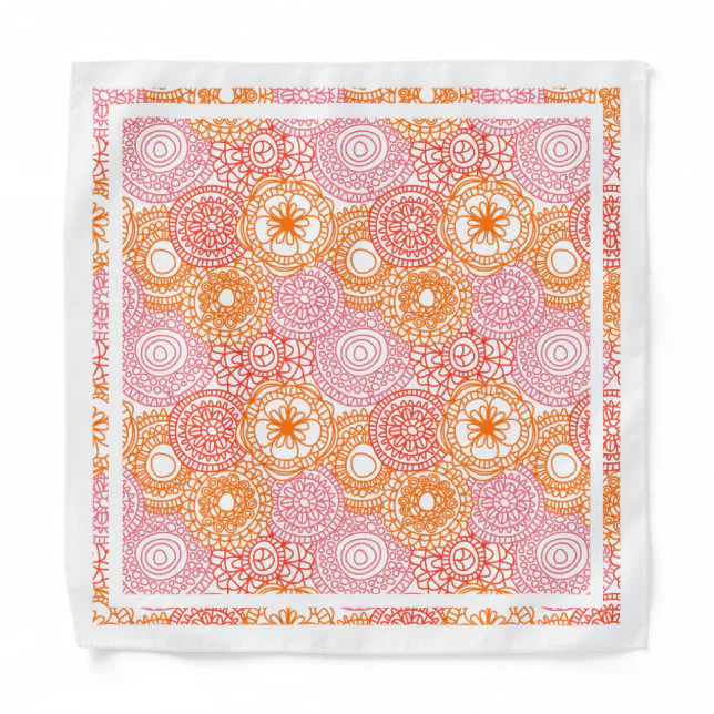 Happy Orange Pink Red Summer Flower Pattern Bandana | Zazzle