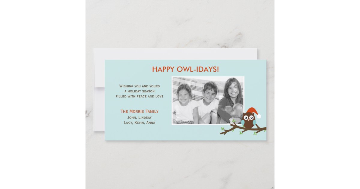 Happy Owl-idays! Holiday Photo Card | Zazzle