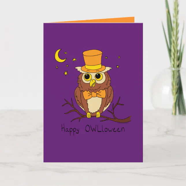 Happy Owloween - Funny Owl Halloween Greeting Card | Zazzle