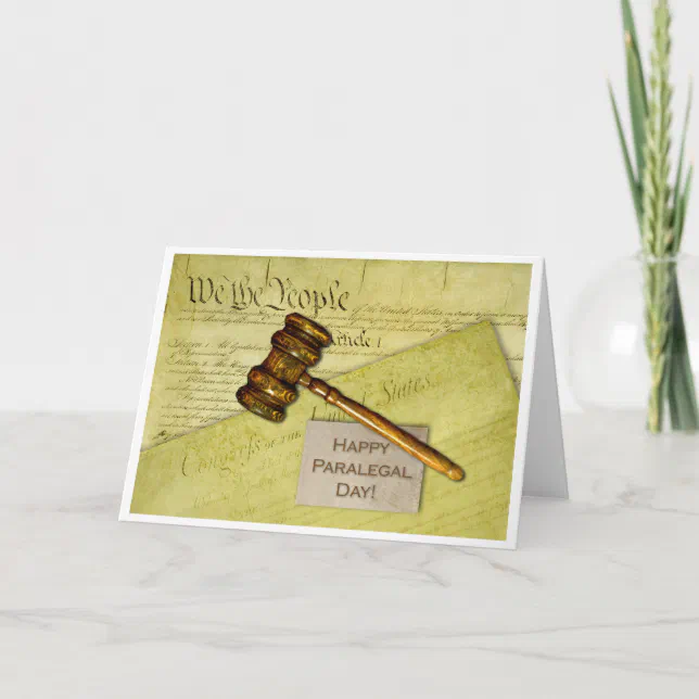 Happy Paralegal Day, Documents and Gavel Card | Zazzle