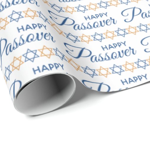Happy Passover Elegant Blue Gold Star of David Wrapping Paper | Zazzle