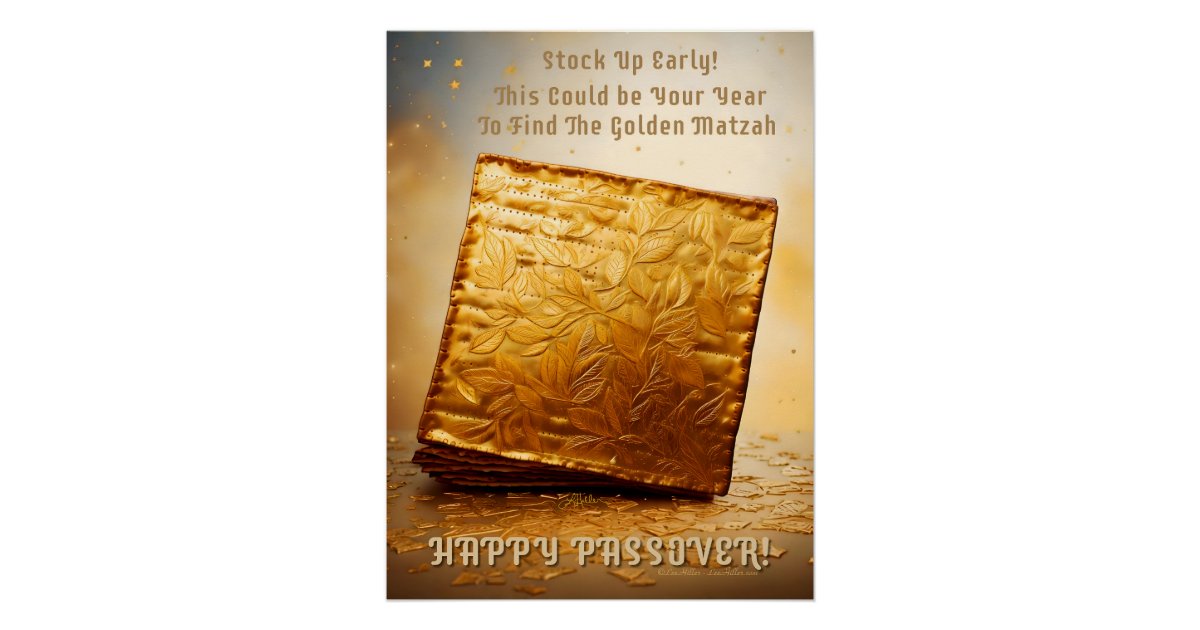 Happy Passover! Golden Matzah Poster | Zazzle