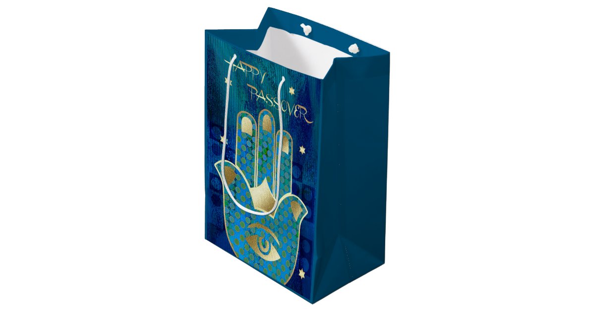 Happy Passover. Hamsa Lucky Symbol Medium Gift Bag | Zazzle