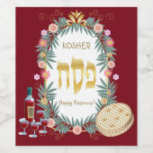 Happy Passover Holiday Kosher Pesach Seder Wine Label | Zazzle