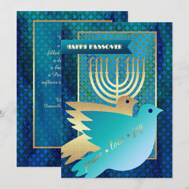Happy Passover. Peace Doves and Menorah Card | Zazzle