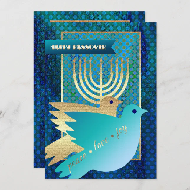 Happy Passover. Peace Doves and Menorah Card | Zazzle