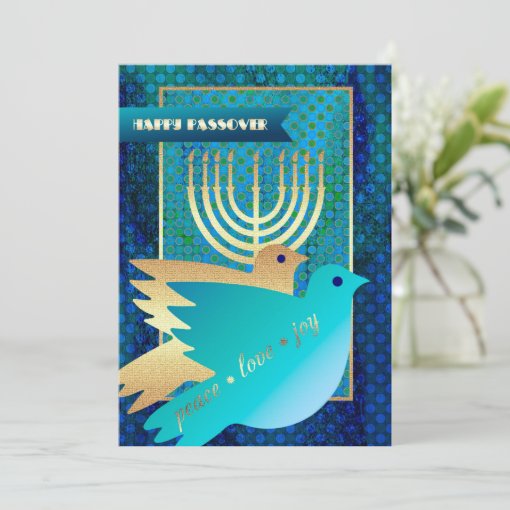 Happy Passover. Peace Doves and Menorah Card | Zazzle