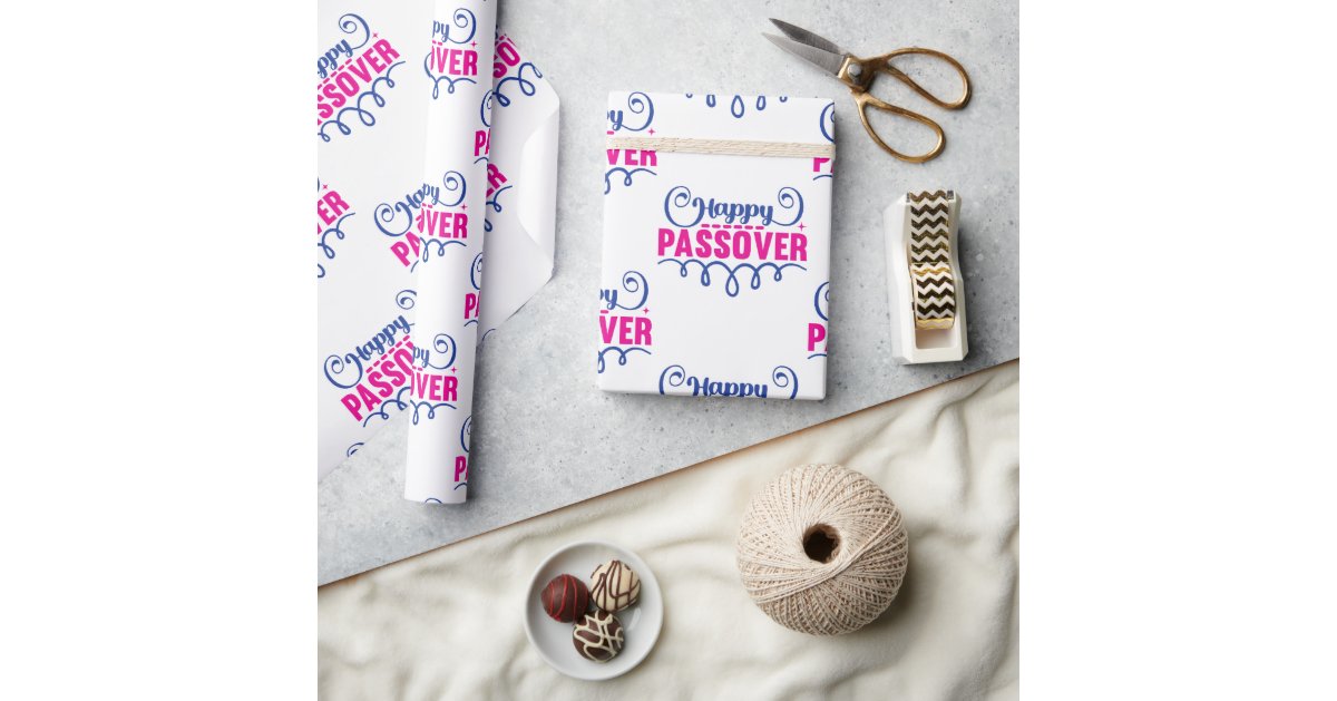Happy Passover Script Wrapping Paper | Zazzle