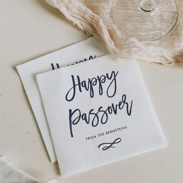Happy Passover | Simple Modern Blue and White Napkins | Zazzle
