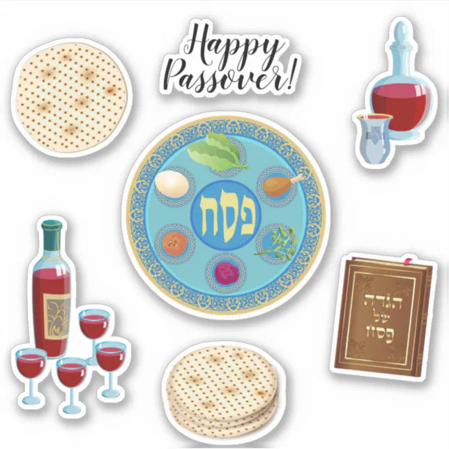 Happy Passover Spring Pesach Seder Symbols Sticker Zazzle