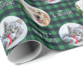 Happy Pawlidays Buffalo Plaid Custom Cat Dog Photo Wrapping Paper | Zazzle
