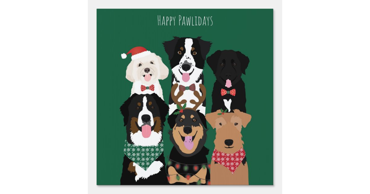 Happy Pawlidays Cute Christmas Sign | Zazzle