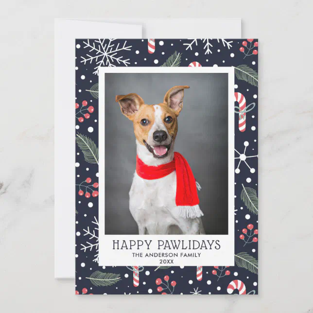 Happy Pawlidays Pet Holiday Photo Card | Zazzle