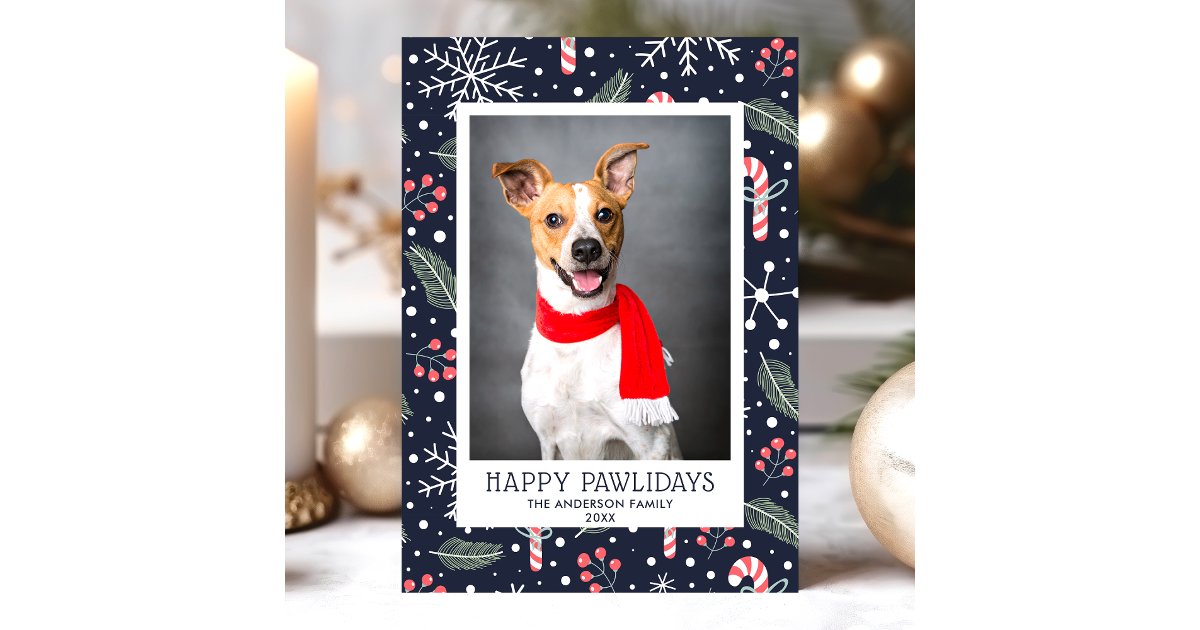 Happy Pawlidays Pet Holiday Photo Card | Zazzle