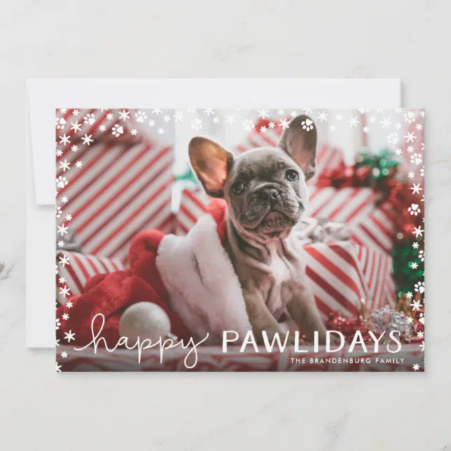 Happy Pawlidays Pet Lover Holiday Photo Card | Zazzle