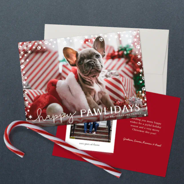 Happy Pawlidays Pet Lover Holiday Photo Card | Zazzle