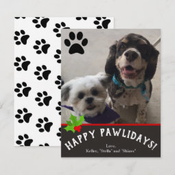 Happy Pawlidays Pet Photo Christmas Card | Zazzle