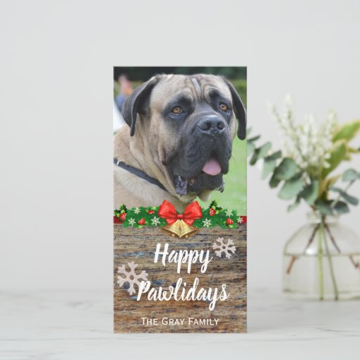 Happy Pawlidays | Pet Photo Christmas Holiday Card | Zazzle