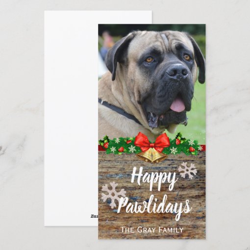 Happy Pawlidays | Pet Photo Christmas Holiday Card | Zazzle