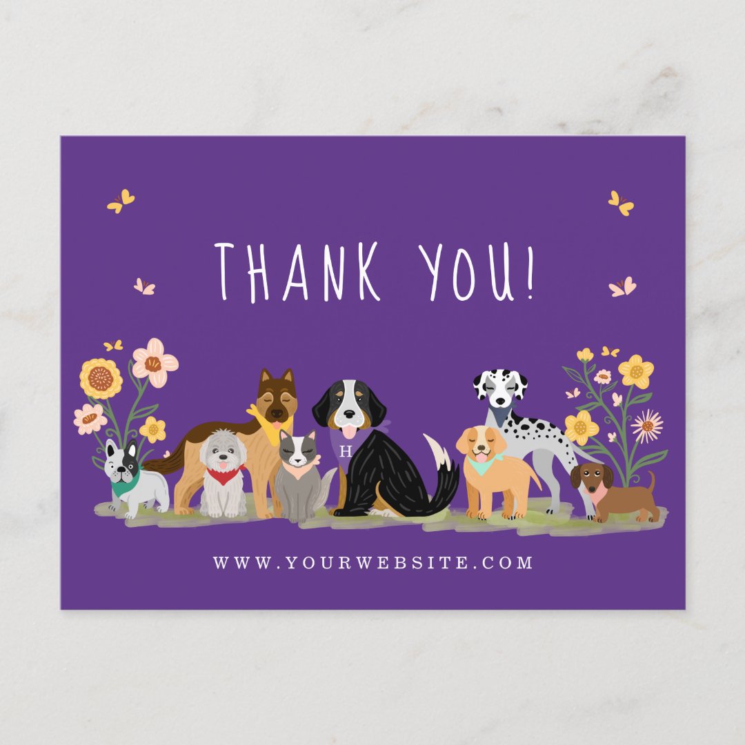 Happy Pet Family Pet Care, Grooming Thank You Postcard | Zazzle