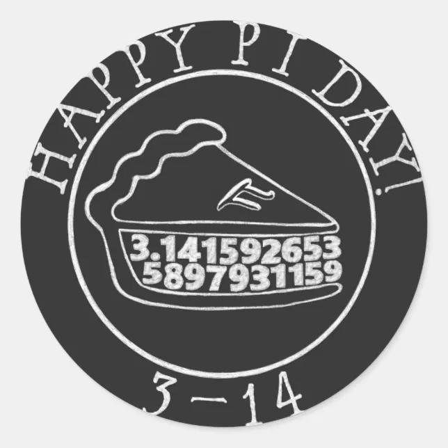 Happy Pi day chalkboard pie sticker | Zazzle